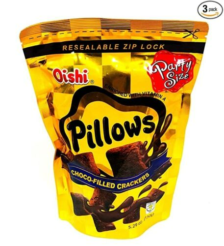 Oishi Pillows Choco-Filled Crackers Party Size – Exotic Snack Guys Dallas