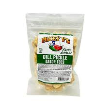 Mikey V’s Dill Pickle Gator Toes Fried Garlic – Exotic Snack Guys Texas