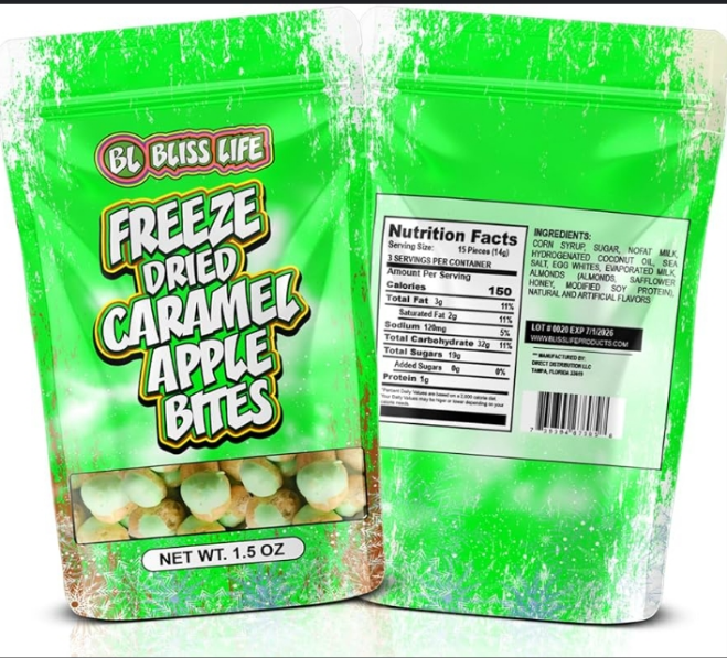 Freeze dried caramel apple bites – Exotic Snack Guys Dallas