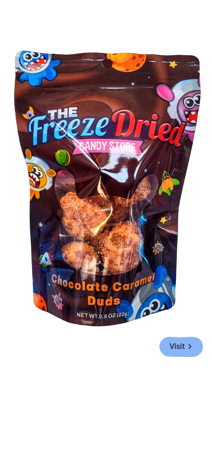 Freeze dried chocolate caramel duds – Exotic Snack Guys Dallas